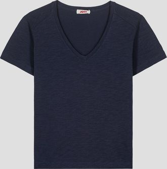 Jott T-shirt col V femme en coton Marine Sonia - Taille XXL