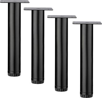 Generic Schwarze Sofabeine Aus Metall (10, 12, 13 cm) - Ersatz F&uuml;r M&ouml;bel Wie B&uuml;cherregale, Tische, Schr&auml;nke, Kommoden Mit Verstellbaren, Rutschfesten Fu&szlig;kappe