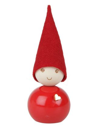 Aarikka Kultasyd&auml;n Wichtel mit goldenem Herz H&ouml;he 9 cm, finnische Tischdekoration (rot)