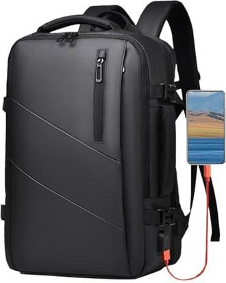 Generic Sac &agrave; dos pour ordinateur portable dentreprise extensible, sac &agrave; dos de voyage noir | Sac &agrave; dos de travail, sac noir extensible pour la maison, lavion