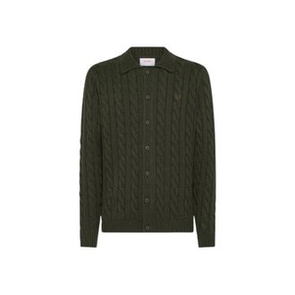 Sun 68 Cardigan aus Wollmischung mit Zopfmuster - - Knitwear - Herren - Gr&uuml;n - S