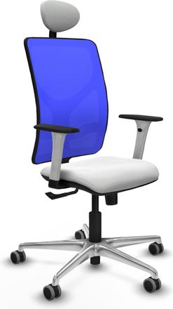 Piqueras y Crespo B&uuml;rostuhl mit wei&szlig;en und schwarzen Armlehnen, h&ouml;henverstellbare Lendenwirbelst&uuml;tze und festes Kopfteil, ausgestattet mit 3 Positionen, Blau/Wei&szlig;