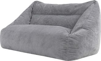 Icon Brand Cecilia Sitzsack Sofa, Grau, Flauschiger Cord Stoff, 2 Sitzer Sofa für Erwachsene, Riesensitzsack mit Füllung, Bequemer Sessel, Lounge, Wohnzimmer, De