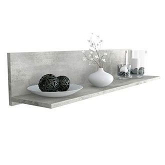 Vladon &Eacute;tag&egrave;re Murale Skadu, Tablette Murale avec Surface de Rangement, Aspect b&eacute;ton oxyde (97,5 x 18,5 x 18,5 cm)