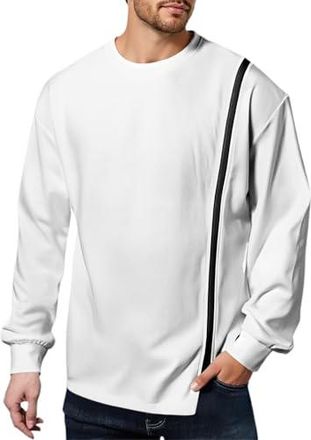 Generic Sweat-shirt &agrave; col rond pour homme - Manches longues - Pull basique - Loose Fit - Sweat &agrave; capuche - Pull dhiver - Manches longues - T-shirt d&eacute;contract&eacute;