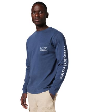 Vineyard Vines Herren Lang&auml;rmeliges Vintage Waltasche T-Shirt, Blauer Blazer, XL