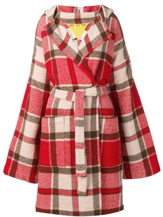 JC de Castelbaljac manteau KO and CO à carreaux - Rouge