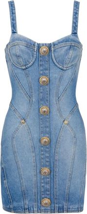 Balmain Femme, Robes, Bleu, Taille: 36 FR Robe courte boutonn&eacute;e en jean