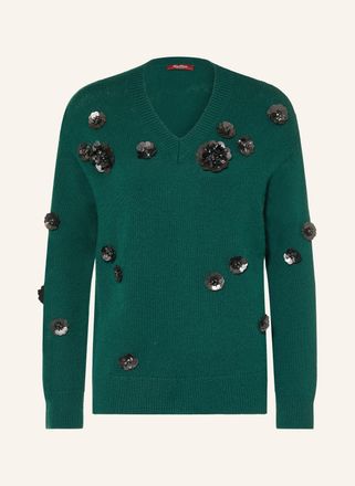 Max Mara Max Mara Studio Pullover Nigella Mit Pailletten Und Schmucksteinen gruen