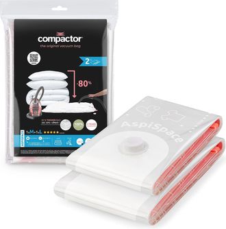 Compactor Set mit 2 Vakuumbeuteln Gr&ouml;&szlig;e M 90x55 cm + L 100x80 cm - Staubsaugerkompression f&uuml;r Kleidung, Decken und Kissen - Platzsparende Aufbewahrung f&uuml;r Schra