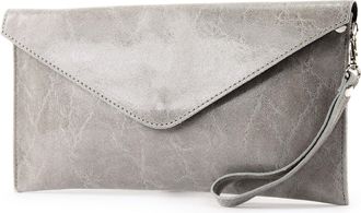 modamoda.de T106G - ital Clutch Unterarmtasche Glattleder, Farbe:Beigegrau