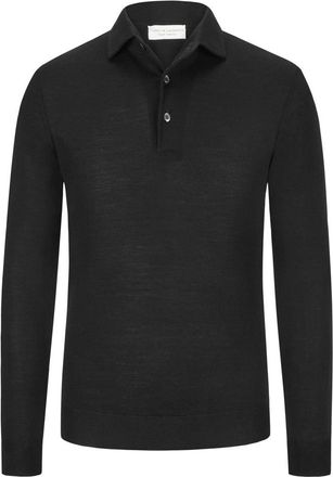 FILIPPO DE LAURENTIIS Langarm-Poloshirt in Feinstrick aus Super-120-Merinowolle in