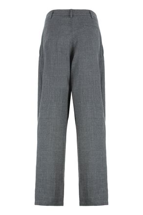 Darkpark Womens Wool Pants With Tapered Cut Grey Wide-Leg Trousers