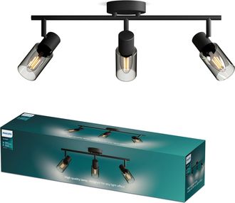 Philips Palms LED 3er Spotleuchte, E14 Lampe nicht enthalten, Schwarz, IP20