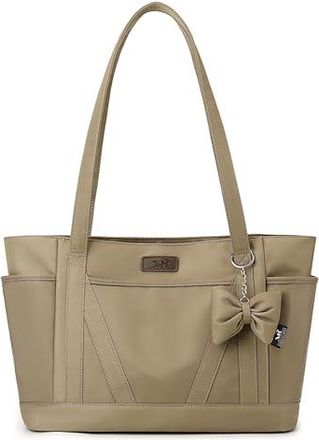 Generic Sac fourre-tout pour ordinateur portable avec noeud en nylon, sac &agrave; bandouli&egrave;re universitaire pour le travail de banlieue (kaki)