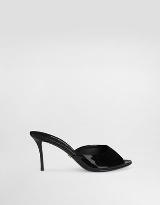 Dolce & Gabbana Keira Patent Leather Mules - Frau Pantoletten Und Mules Schwarz Leder 38.5
