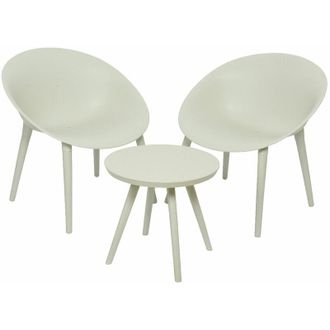 Jardideco Jardideco - Salon de jardin en plastique Marbella blanc