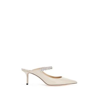 Jimmy Choo London Femme, Chaussures, Blanc, Taille: 38 EU Mules vernies orn&eacute;es de cristaux