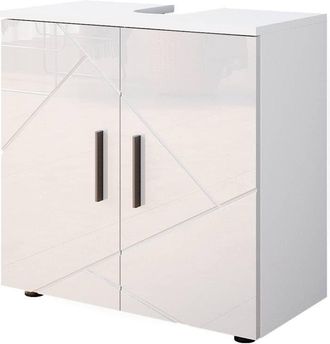 Vicco Waschbeckenunterschrank Weiß Hochglanz Irma 60x59x30 cm - Unterschrank für das Badezimmer, Ideal zum Verstauen von Putzmitteln, Handtüchern & Pflegepr