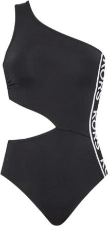 Michael Kors Femme, Maillots de bain, Noir, Taille: 40 FR Logo Cut Out One-Shoulder Onepiece