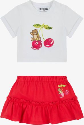 Moschino Set aus T-Shirt und Rock aus Baumwolljersey - Rot