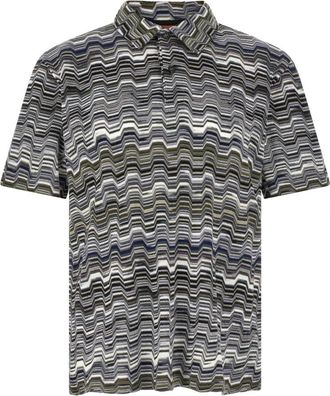Missoni Homme, Tops, Multicolore, Taille: M Zig Zag Jacquard Polo
