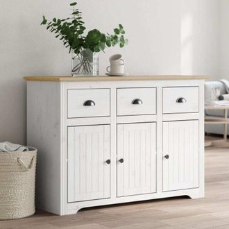 vidaXL Sideboard bodo Weiß und Braun 115,5x44x80 cm Massivholz Kiefer - Vidaxl