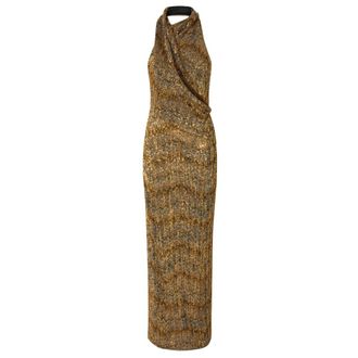 Missoni Langes Neckholder-Kleid mit Pailletten - - Dresses - Damen - Gelb - S