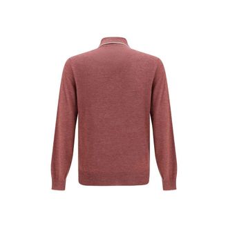 Brunello Cucinelli Mens Bordeaux Cashmere Polo Shirt