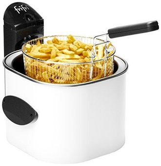 FriFri Friteuse Ronde 3 L - avec couvercle de rangement, 3200W Ronde- Technologie Zone Froide, S&eacute;curit&eacute; Brevet&eacute;e, Nettoyage Simple, Poign&eacute;e Repliable, Design