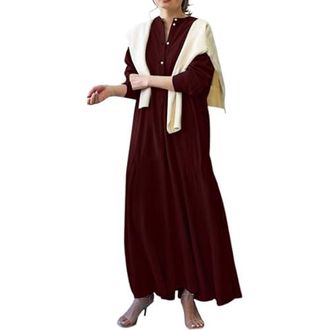 Generic 2026 Robe amincissante &agrave; ourlet irr&eacute;gulier ample m&eacute;lange robe midi style cor&eacute;en pour femme, Rouge, 4XL