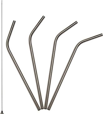 Lurch 240993 Edelstahl Trinkhalme 4er Set mit Reinigungsbürste angewinkelte Strohhalme