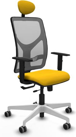 Piqueras y Crespo Schreibtischstuhl mit 1D-Armen, h&ouml;henverstellbare Lendenwirbelst&uuml;tze und festes Kopfteil, ausgestattet mit Syncro/Traslack und Schneideschaum, Grau/Ge