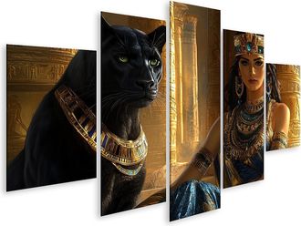 Islandburner Bild auf Leinwand K&ouml;nigin und Panther im alten &Auml;gypten Palast Bilder Wandbilder Poster