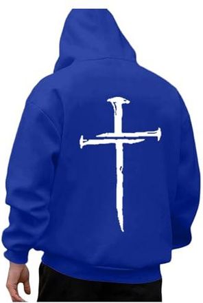 Generic Pull a Capuche Bleu Ciel Homme Cher Coton Soldes Pulle &Eacute;pais Molletonn&eacute; Mort Teddy Bio Eau Derri&egrave;re Ensemble Coeur Courtes Personnalisable Une Monsieu