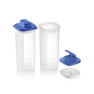 Tupperware Slim Line 2-Krug-Set in Blau, sp&uuml;lmaschinenfest und BPA-frei (2L / 8,4 Tassen, 2er Set)