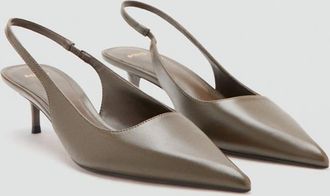 Mango Chaussures talon cuir pointues kaki - Femme - 35 - MANGO