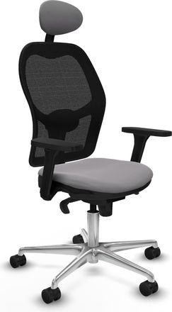 Piqueras y Crespo Stuhl aus Polykarbonat mit 3D-Armlehnen, h&ouml;henverstellbarer Lendenwirbelst&uuml;tze und festem Kopfteil, ausgestattet mit Sincro 5 Positionen und eingespri