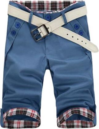 Onsoyours Homme Shorts Cargo Pantacourt Coton Multi Poches Loisirs 3/4 Short Slim Fit Casual Bermuda Chino Pantalon Court Eté B Bleu X-Large