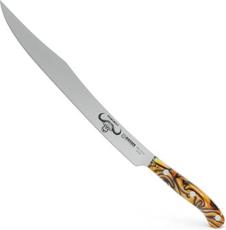 GIESSER seit 1776 - Made in Germany - Tranchiermesser 31 cm Spicy Orange, PremiumCut Slicer No 1, Schinkenmesser, Acryl, exotisch, rostfrei, deutsches Grillme