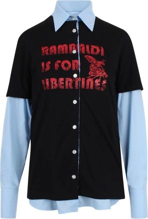 Marco Rambaldi Marco Rambaldi, Femme, Blouses et Chemises, Noir, Taille: 40 FR T-shirt avec Boutons Avant et Superposition Chemise
