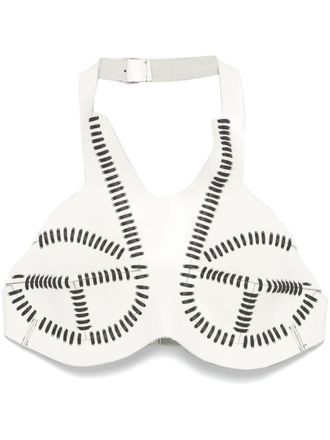 Manokhi Oberteil aus Leder - Weiß