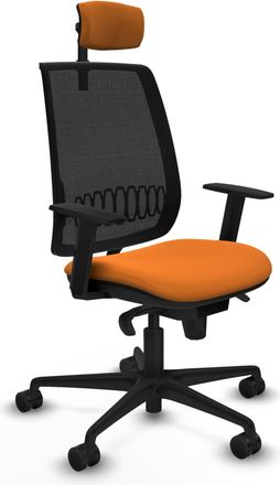 Piqueras y Crespo Alares 1D-Armlehnenstuhl mit h&ouml;henverstellbarer Lendenwirbelst&uuml;tze und h&ouml;henverstellbarem Kopfteil, Schwarz/Orange