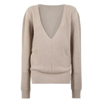 Rick Owens Pull Col en V en Laine - Femme - Pulls - Beige - Taille: 38 FR