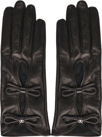 Valentino Garavani Femme, Accessoires, Noir, Taille: 8 1/2 IN Gants en cuir nappa VLogo Signature avec noeuds