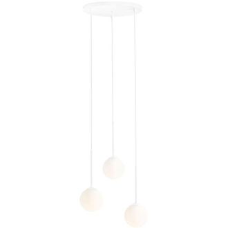 Licht-Erlebnisse Pendelleuchte Metall Glas 44 cm breit h: max. 200 cm Wei&szlig; E14 3-flammig Kugel Schirm rund Modern