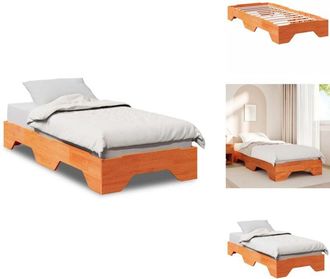 vidaXL Massivholzbett ohne Matratze Stapelbar Wachsbraun 80x200 cm - Bettgestell - Bettgestelle - Bettrahmen - Stapelbares Bett