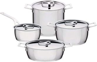Alessi AJM100S9 Pots and Pans, Topf Kasserolle mit Zwei Griffen, Edelstahl, Silber, 48 x 40 x 50 cm