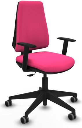 Piqueras y Crespo Elche Computerstuhl Rosa mit 1D-Armlehnen, ausgestattet mit grundlegendem Permanentkontakt und Schneideschaum, mit 65 mm Rollen, Parkett, Rosa