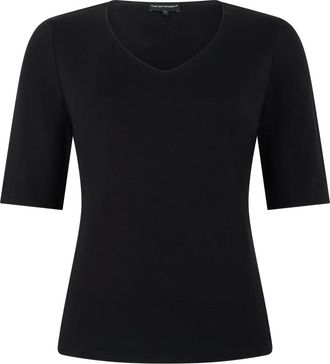 Emporio Armani Femme, Tops, Noir, Taille: 44 FR T-shirt &agrave; manches courtes avec col en V